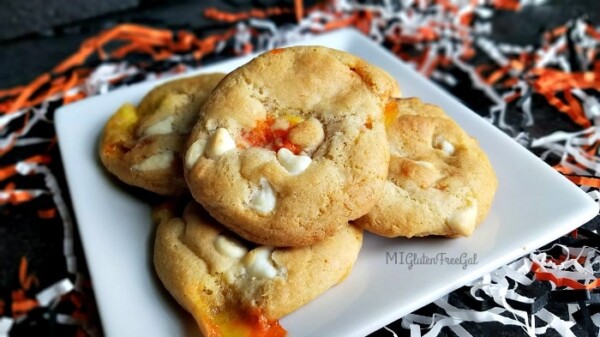 Gluten-Free White Chocolate Candy Corn Cookies - MI Gluten Free Gal